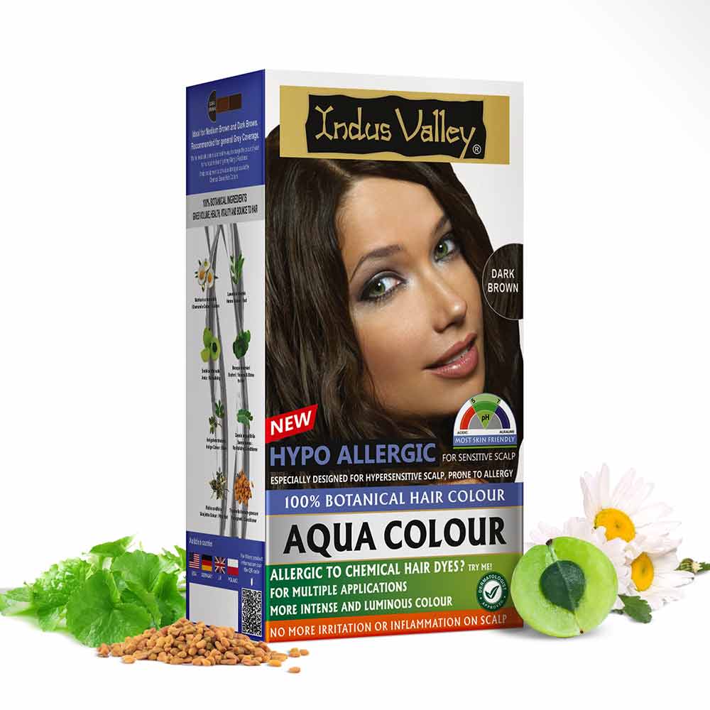 100% Botanical Hypo Allergic Aqua Colour for Hair - Available in 4 Sha ...